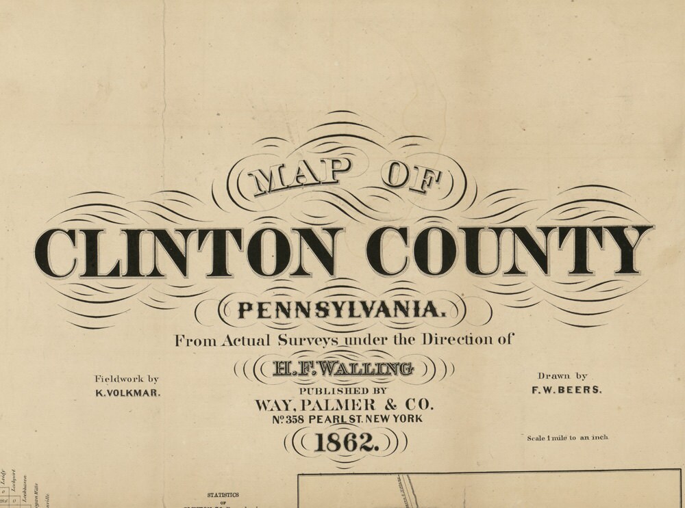 1862 Map of Clinton County Pennsylvania & Lockhaven Genealogy - Etsy