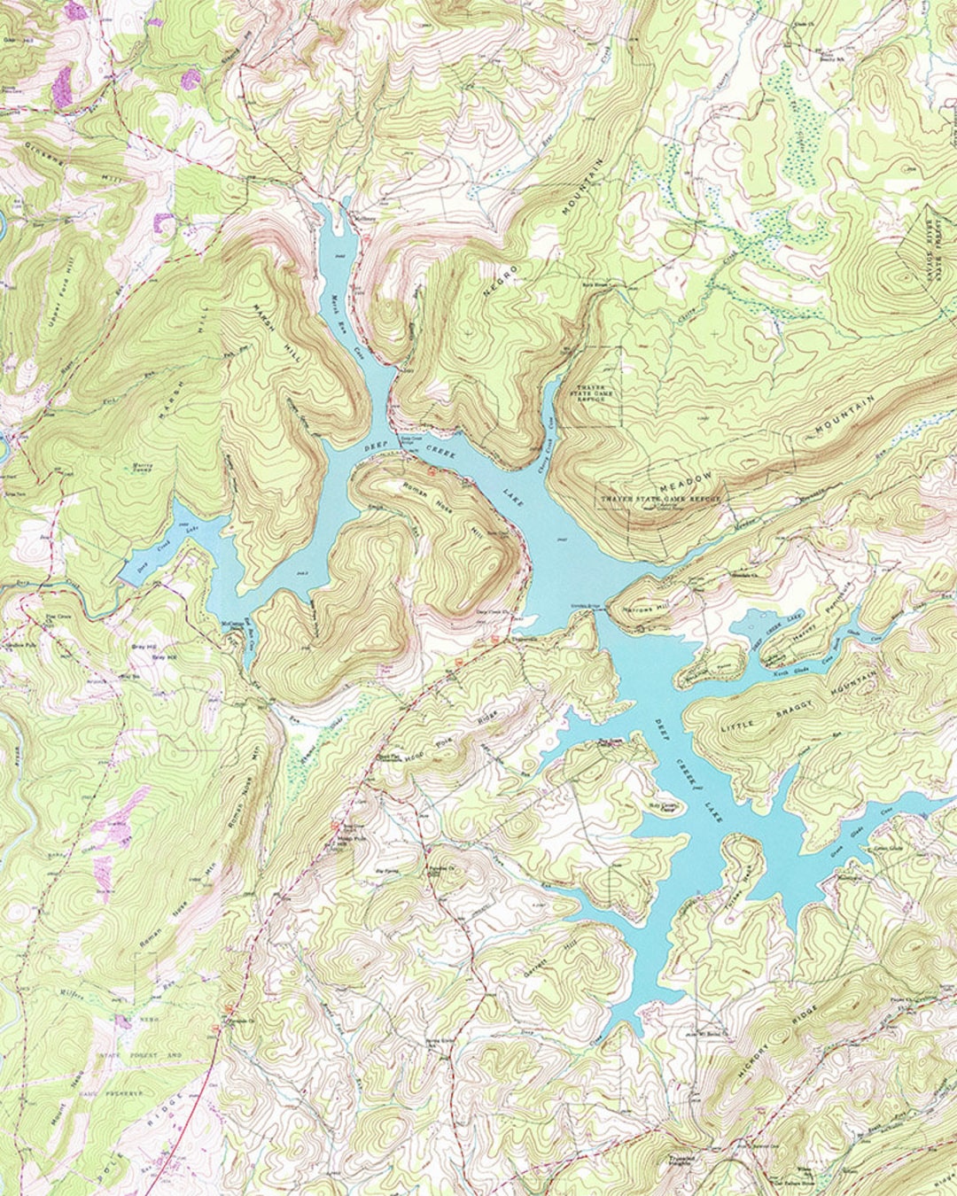 Deep Creek Lake Maryland Topographic Map - Etsy