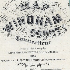 1856 Map of Windham County Connecticut - Etsy