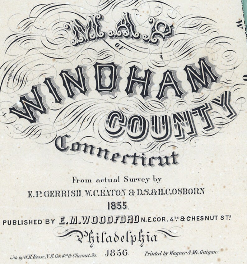 1856 Map of Windham County Connecticut | Etsy
