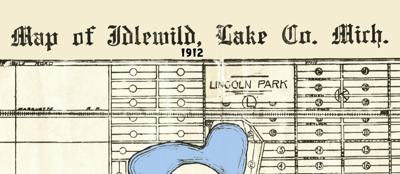 1912 Map of Lake Idlewild Lake County Michigan - Etsy