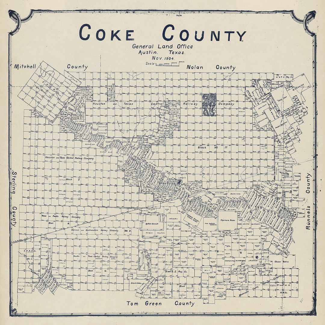 1904 Map of Coke County Texas - Etsy