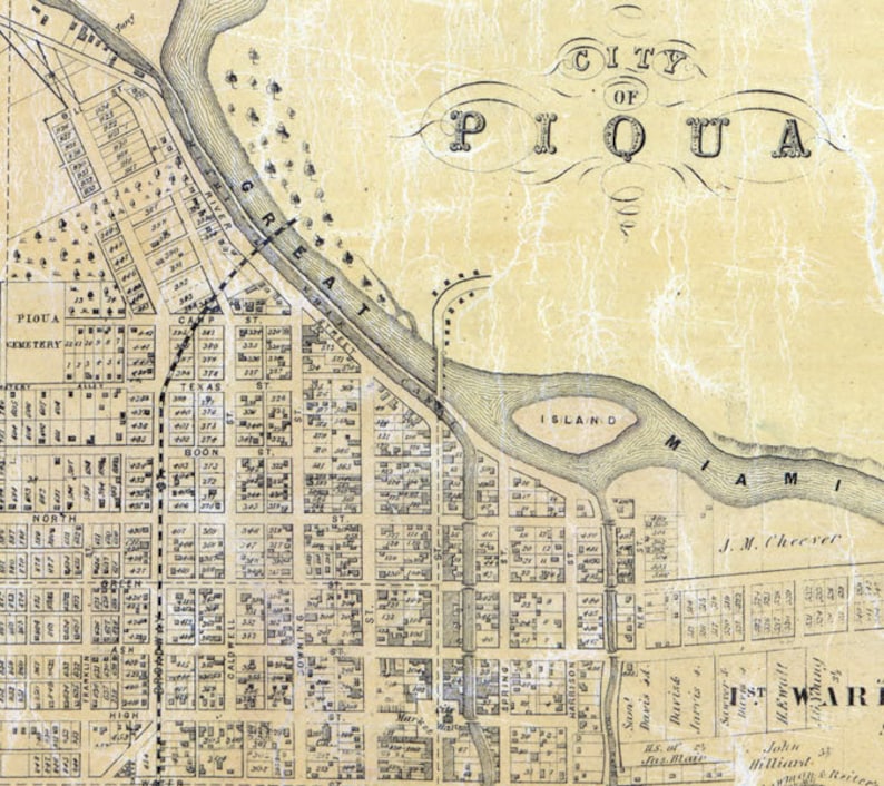 1858 Farm Line Map of Miami County Ohio Piqua Troy | Etsy
