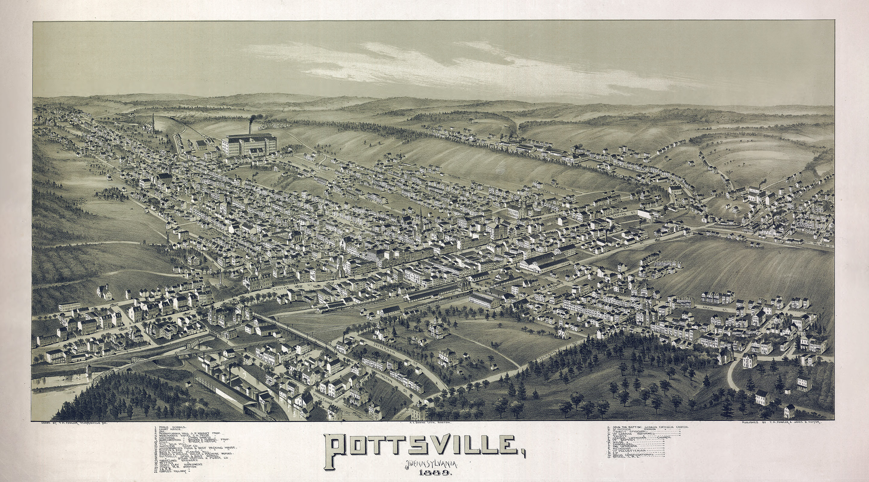 1889 Panoramic Map of Pottsville Pennsylvania - Etsy