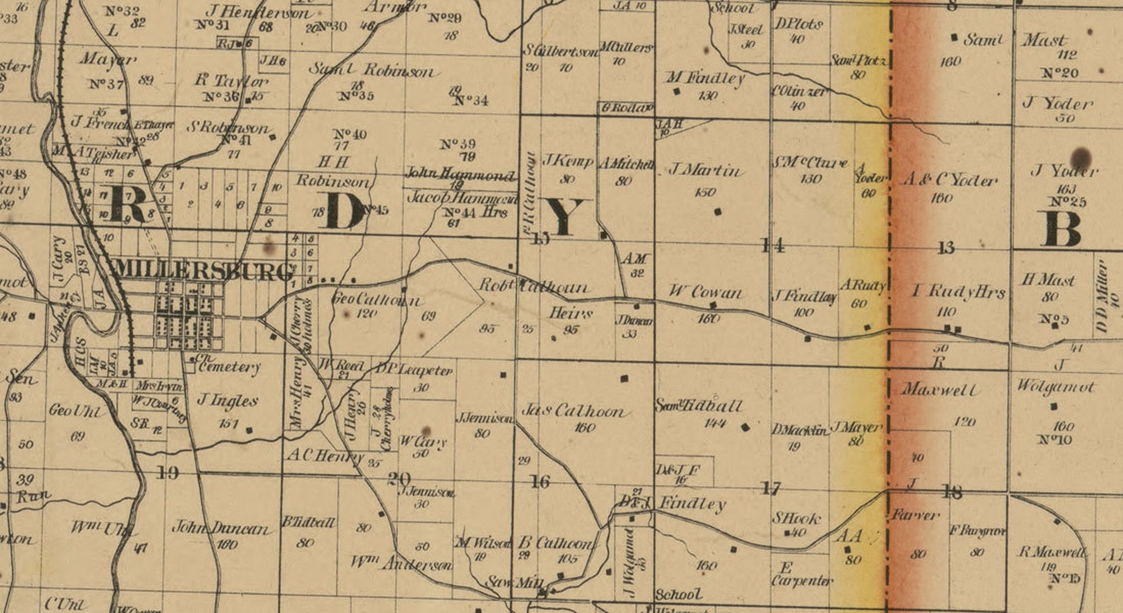 1861 Farm Line Map of Holmes County Ohio Millersburg - Etsy