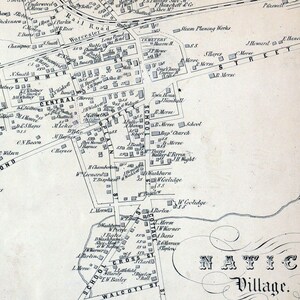 1853 Town Map of Natick Middlesex County Massachusetts - Etsy