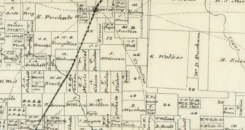 1870 Map of Denton County Texas - Etsy