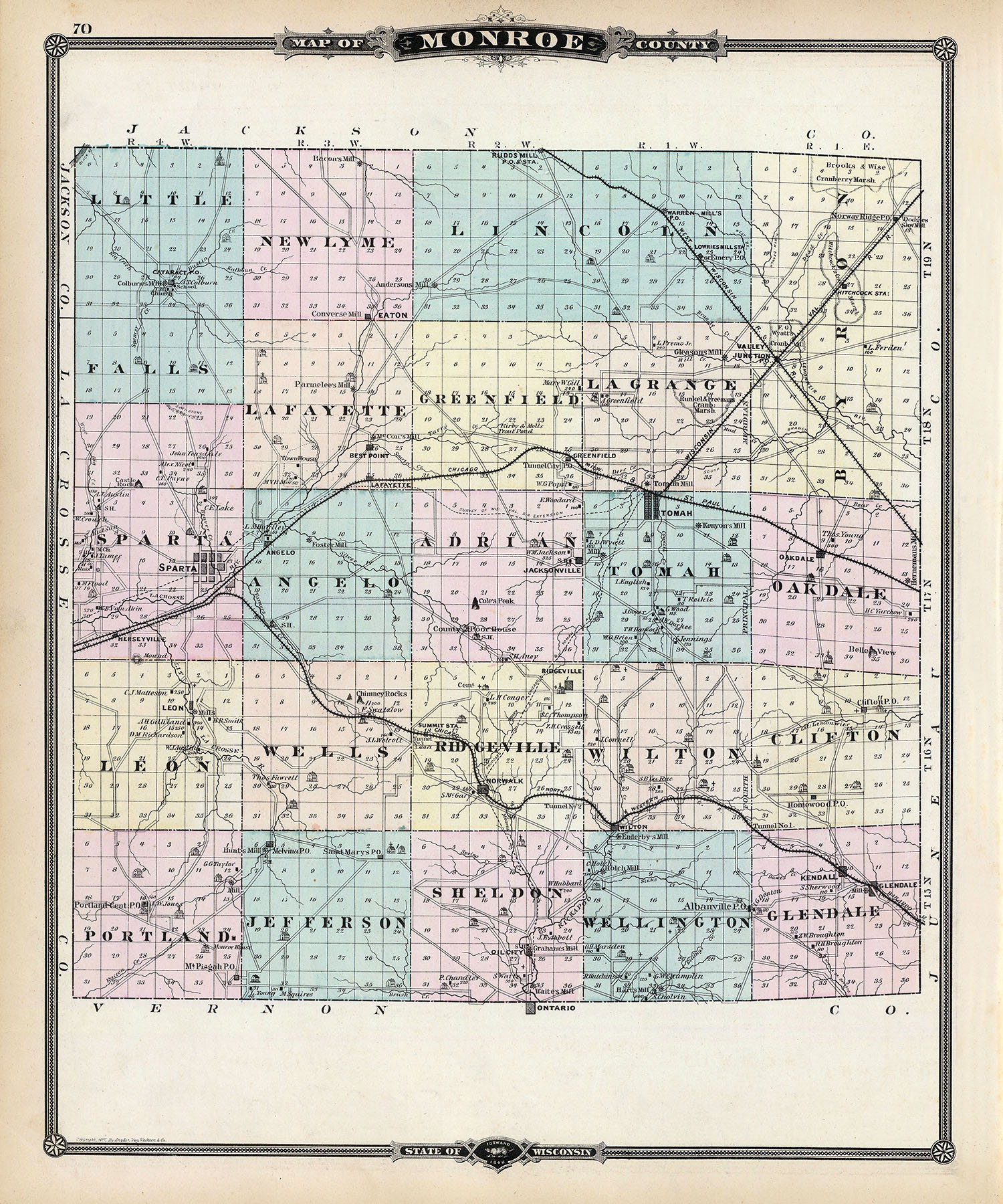 1878 Map of Monroe County Wisconsin - Etsy