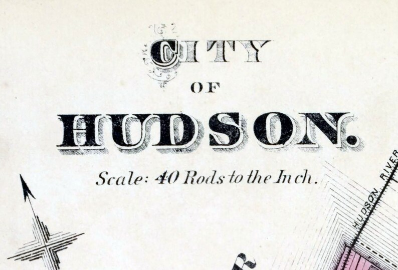 1873 Map of Hudson Columbia County New York - Etsy