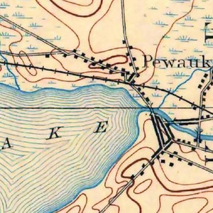 1892 Map of Pewaukee Lake Wisconsin - Etsy