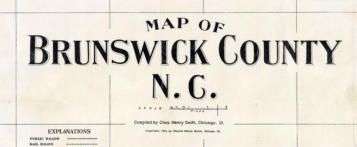1910 Map of Brunswick County North Carolina - Etsy
