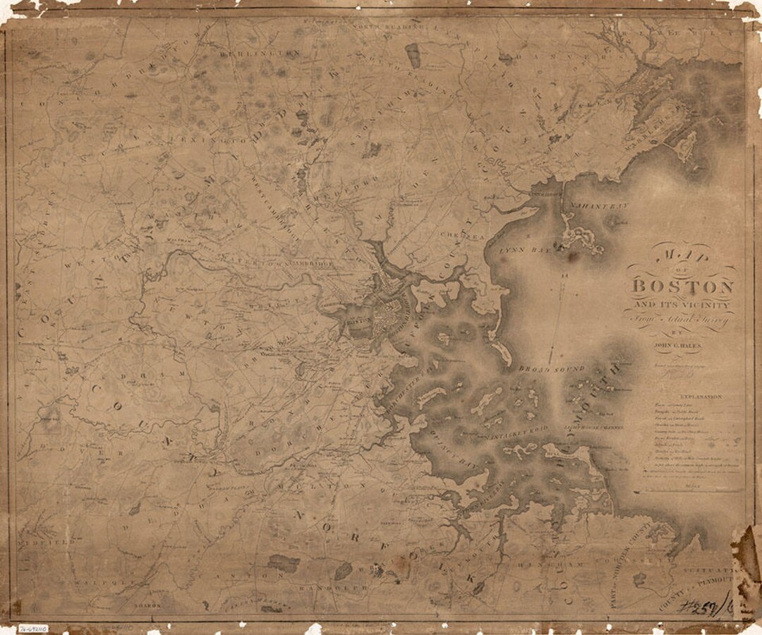 1820 Map of Boston Massachusetts - Etsy