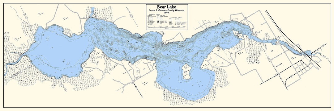 1965 Map of Bear Lake Barron and Washburn County Wisconsin - Etsy