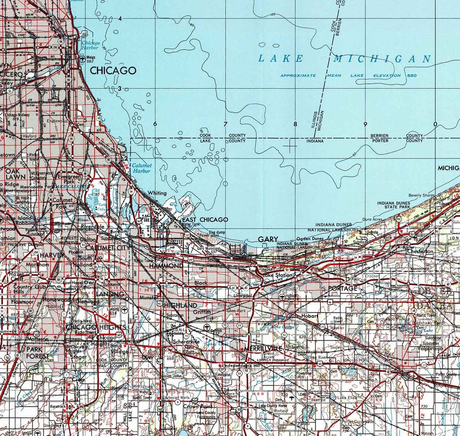 1953 Topo Map of Chicago Illinois Lake Michigan - Etsy