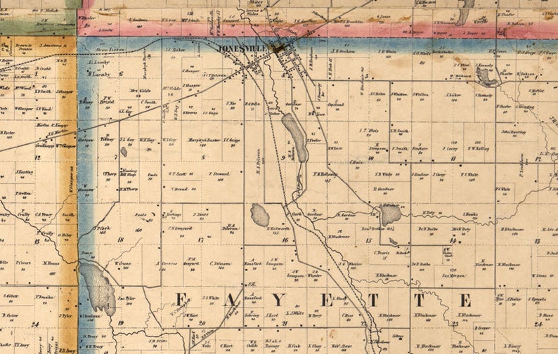 1857 Farm Line Map of Hillsdale County Michigan Jonesville | Etsy