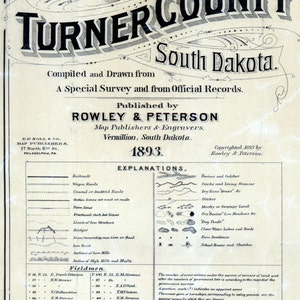 1893 Map of Turner County South Dakota Parker Marion Junction - Etsy