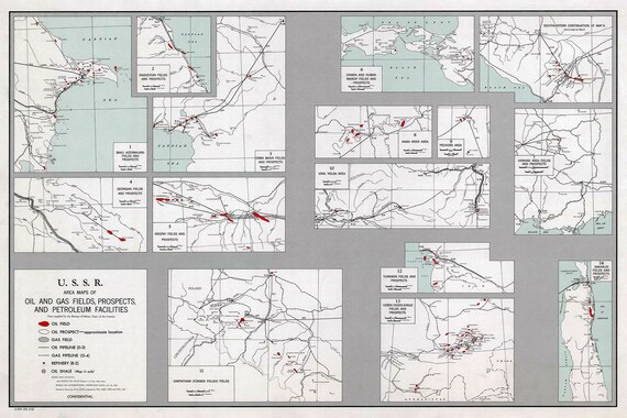 1952 Map of USSR Oil and Gas Fields | Etsy