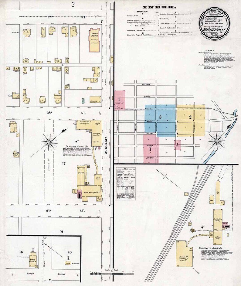 1896 Town Map of Hughesville Lycoming County Pennsylvania - Etsy