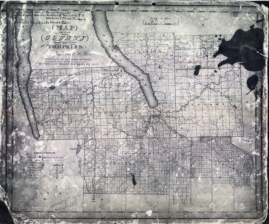 1838 Map of Tompkins County New York - Etsy