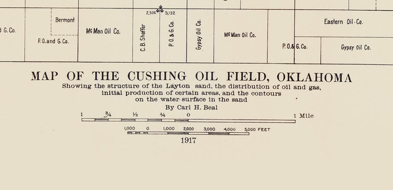 1917 Map of the Cushing Oil Field Oklahoma - Etsy