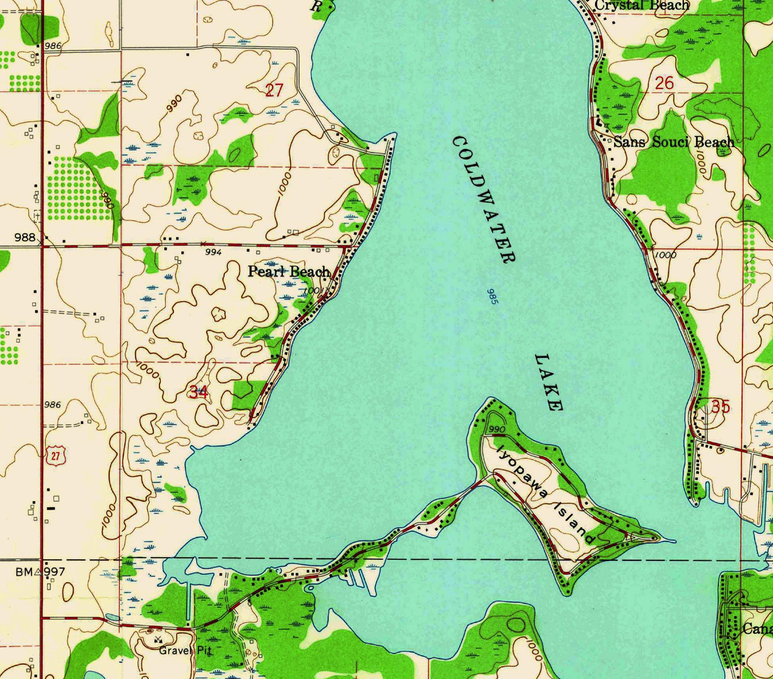 1962 Map of the Coldwater Lake Chain Branch County Michigan - Etsy