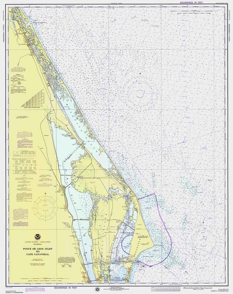 1975 Nautical Map of Ponce De Leon Inlet to Cape Canaveral - Etsy