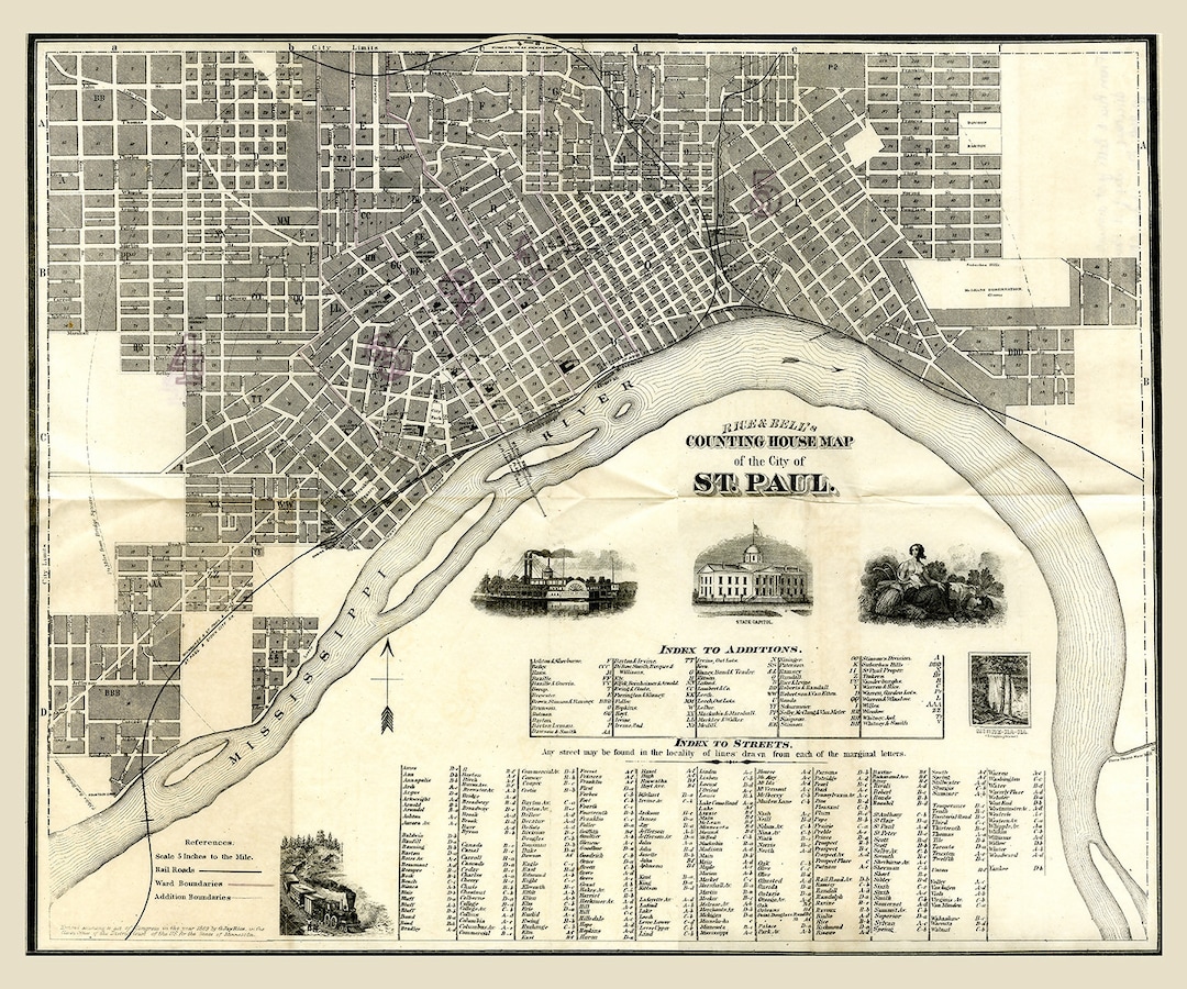 1869 Map of Saint Paul Minnesota - Etsy