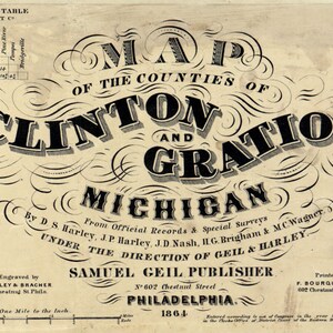 1864 Map of Clinton and Gratiot County Michigan - Etsy