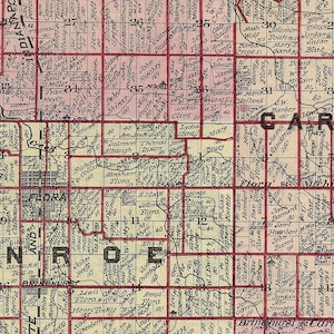 1898 Farm Line Map of Carroll County Indiana - Etsy