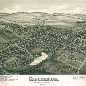 1897 Aerial Map of Canonsburg Washington County PA - Etsy