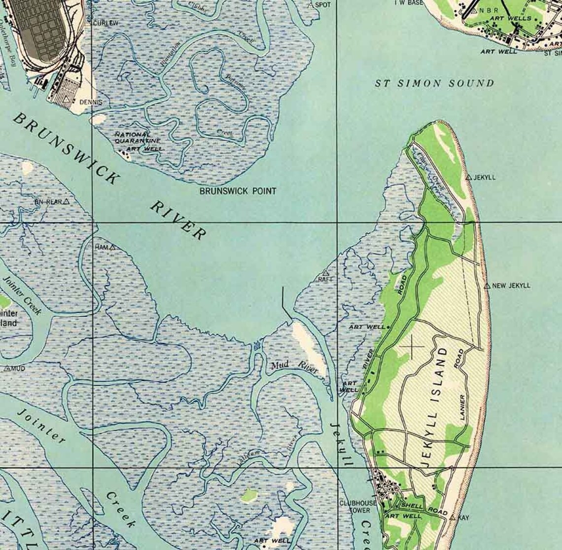 1945 Topo Map of Brunswick Georgia Quadrangle St Simon Sound - Etsy