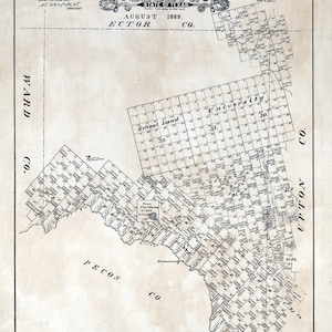 1889 Map of Crane County Texas - Etsy