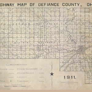 1911 Map of Defiance County Ohio - Etsy