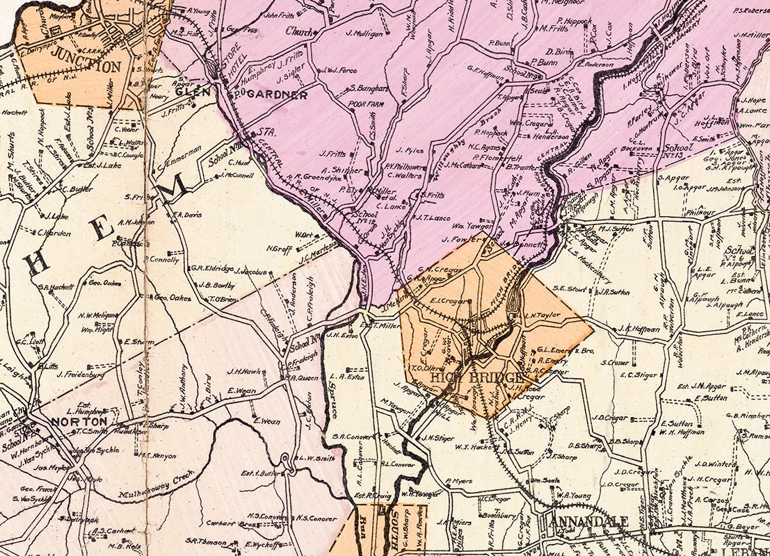 1902 Map of Hunterdon County New Jersey - Etsy UK