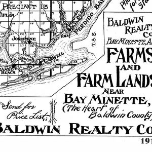 1911 Map of Baldwin County Alabama - Etsy