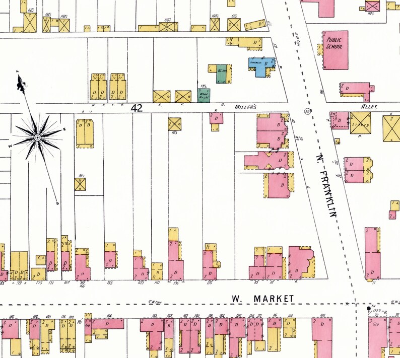 1904 Town Map of Chambersburg Franklin County Pennsylvania - Etsy