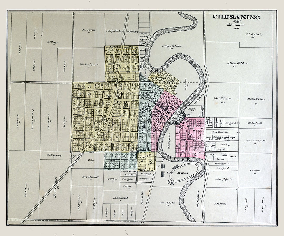 1896 Map of Chesaning Saginaw County Michigan - Etsy
