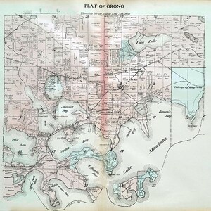 1913 Map of Orono Township Hennepin County Minnesota Lake Minnetona - Etsy