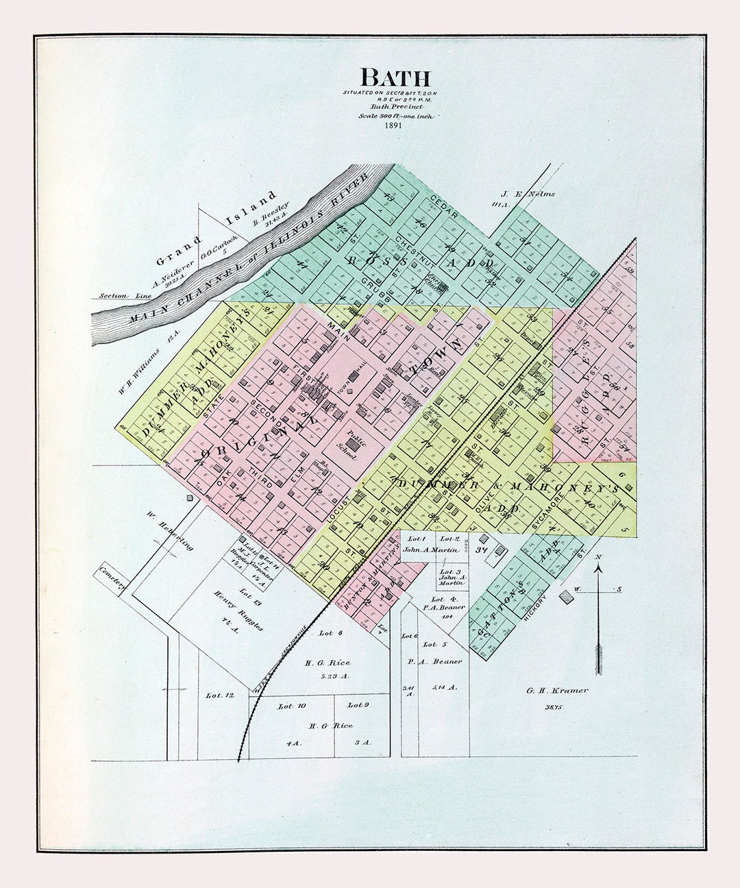 1891 Map of Bath Mason County Illinois - Etsy