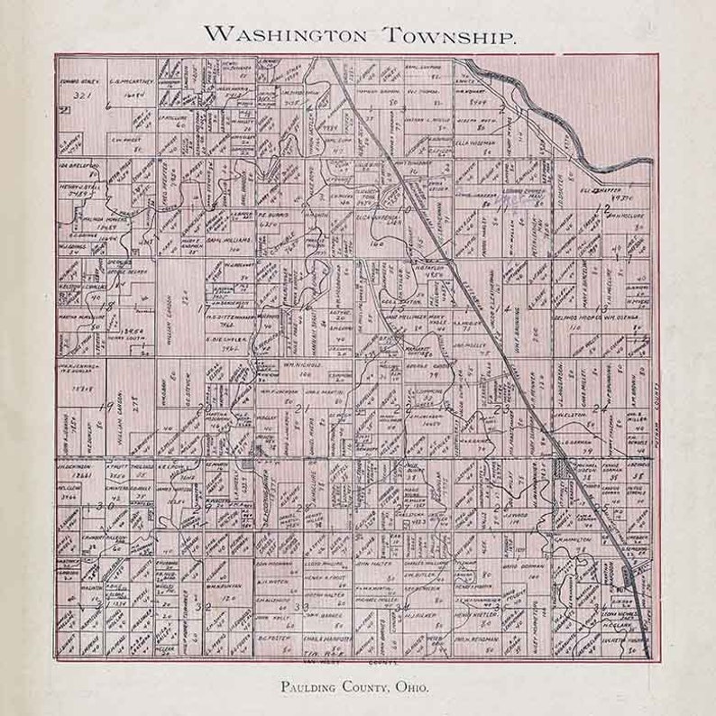 1905 Map of Washington Township Paulding County Ohio - Etsy