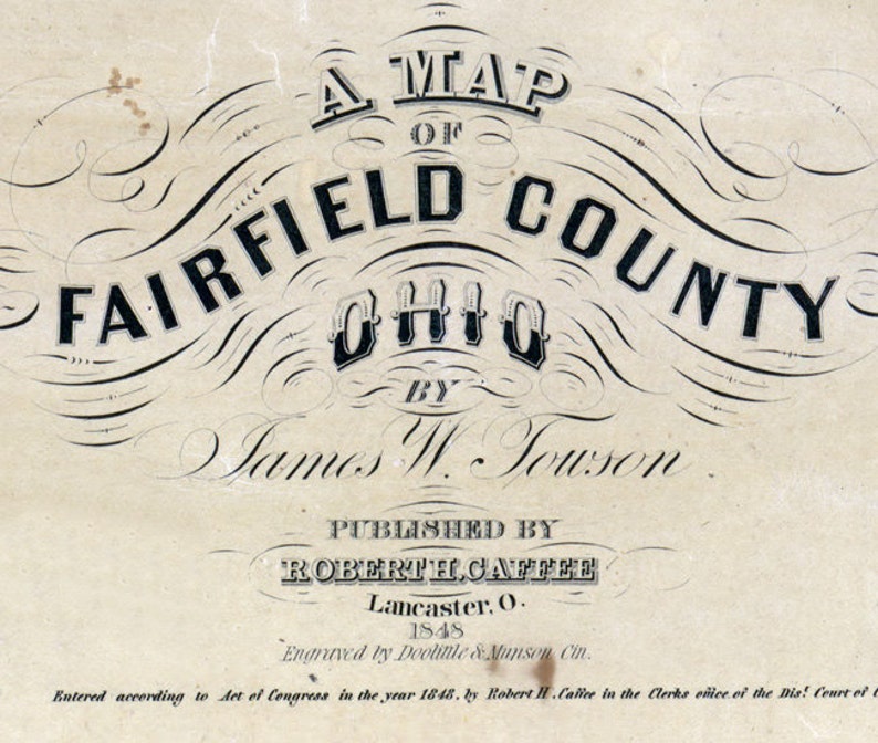 1848 Farm Line Map of Fairfield County Ohio Lancaster | Etsy