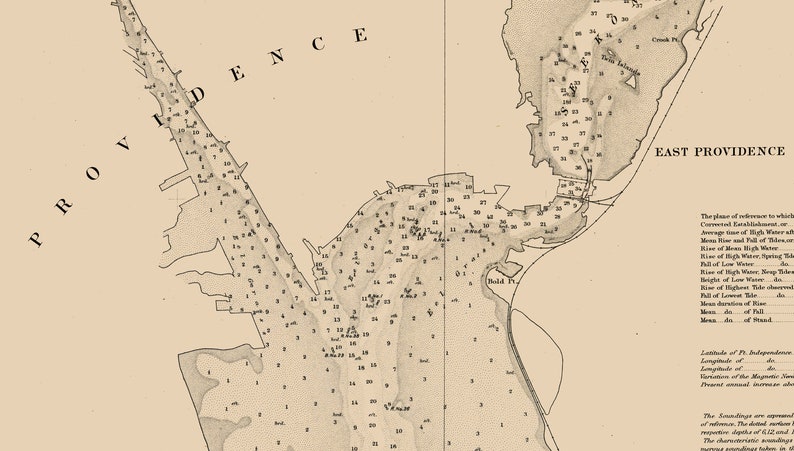 1865 Nautical Chart Port of Providence Rhode Island - Etsy