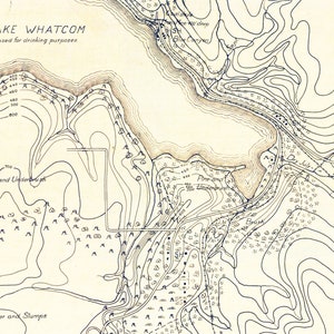 1909 Map of Lake Whatcom Washington - Etsy