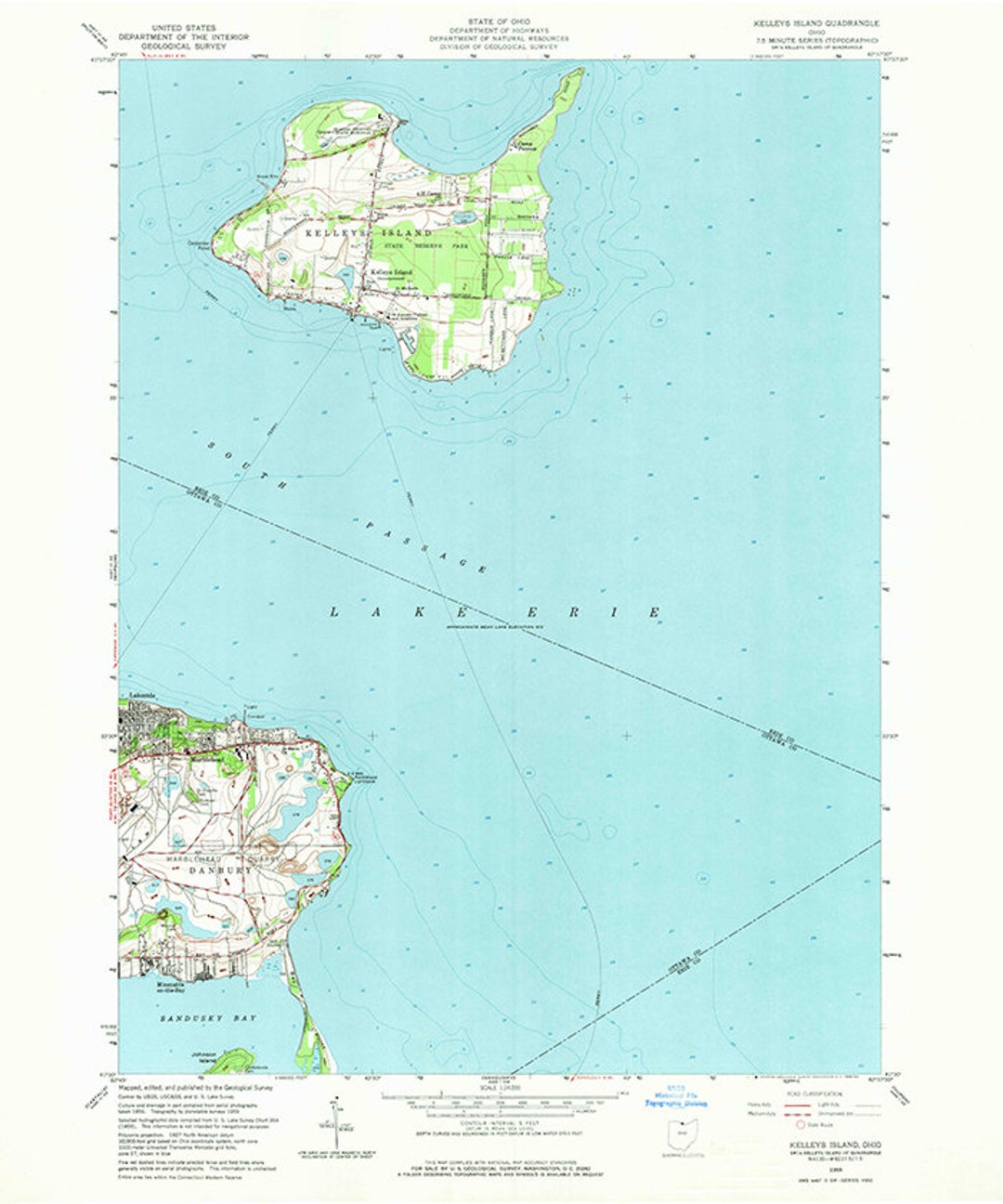 1959 Topo Map of Kelleys Island Ohio Lake Erie Islands - Etsy