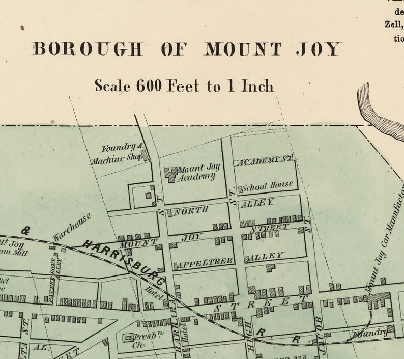 1864 Town Map of Marietta Lancaster County Pennsylvania Mount - Etsy
