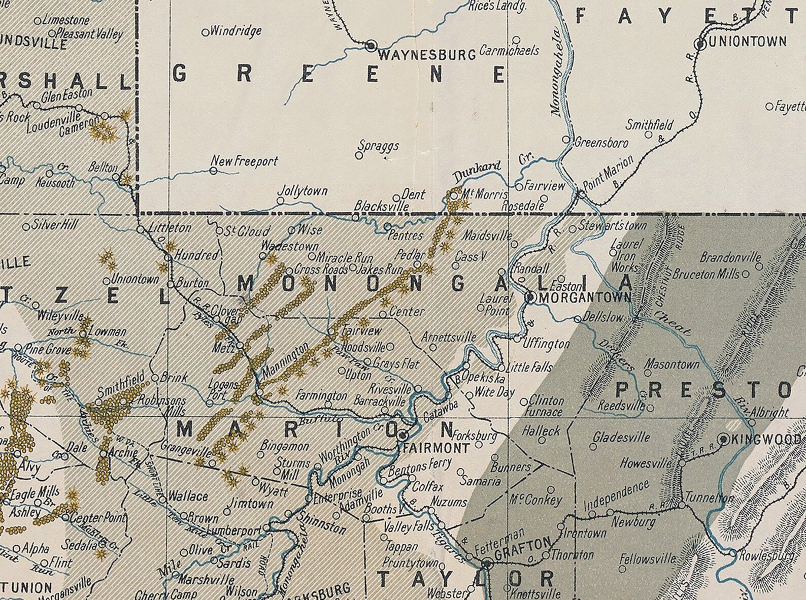 1899 Oil and Gas Feild Map of West Virginia - Etsy