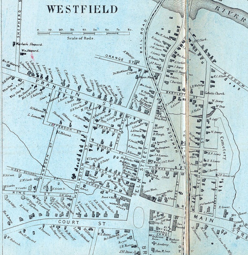 1857 Map of Hampden County Massachusetts - Etsy