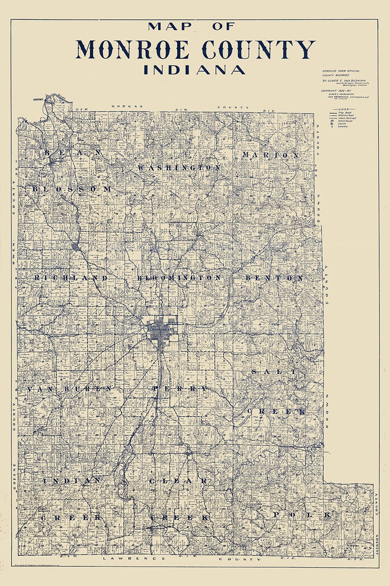 1920 Farm Line Map of Monroe County Indiana - Etsy