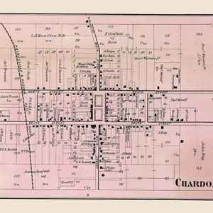 1857 Town Map of Chardon Geauga County Ohio - Etsy
