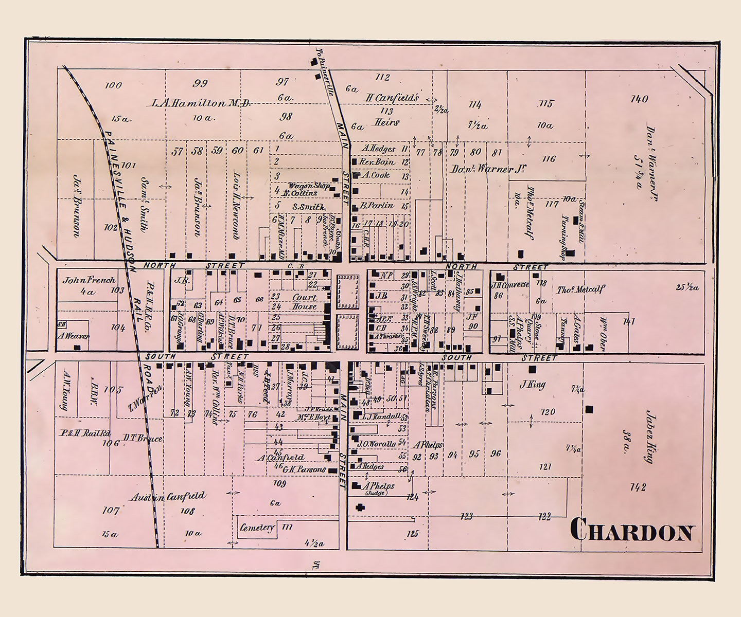 1857 Town Map of Chardon Geauga County Ohio - Etsy